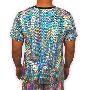 Iridescent Holographic Mens Tee Festival Wear Rave Wear Rave Clothes ...