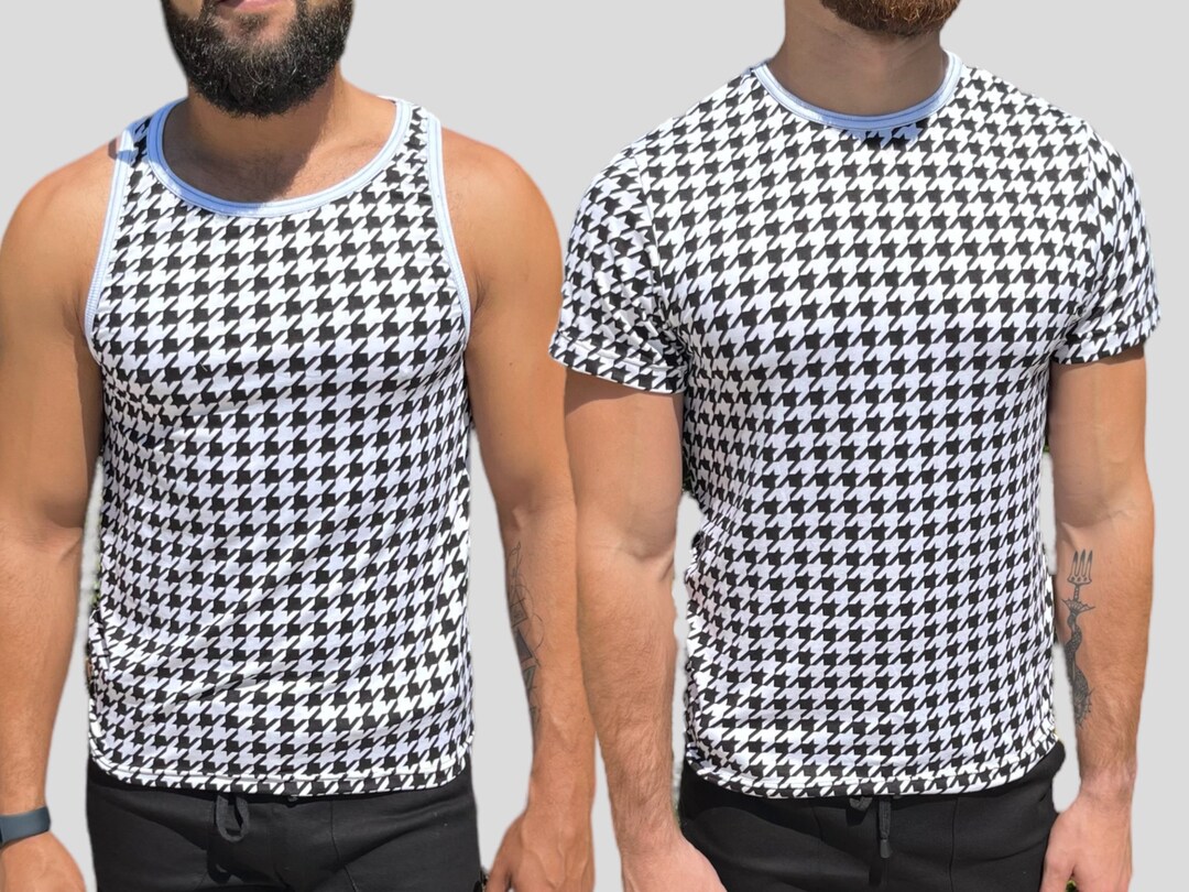 Houndstooth Stretch Tank Top Tee Shirt - Etsy