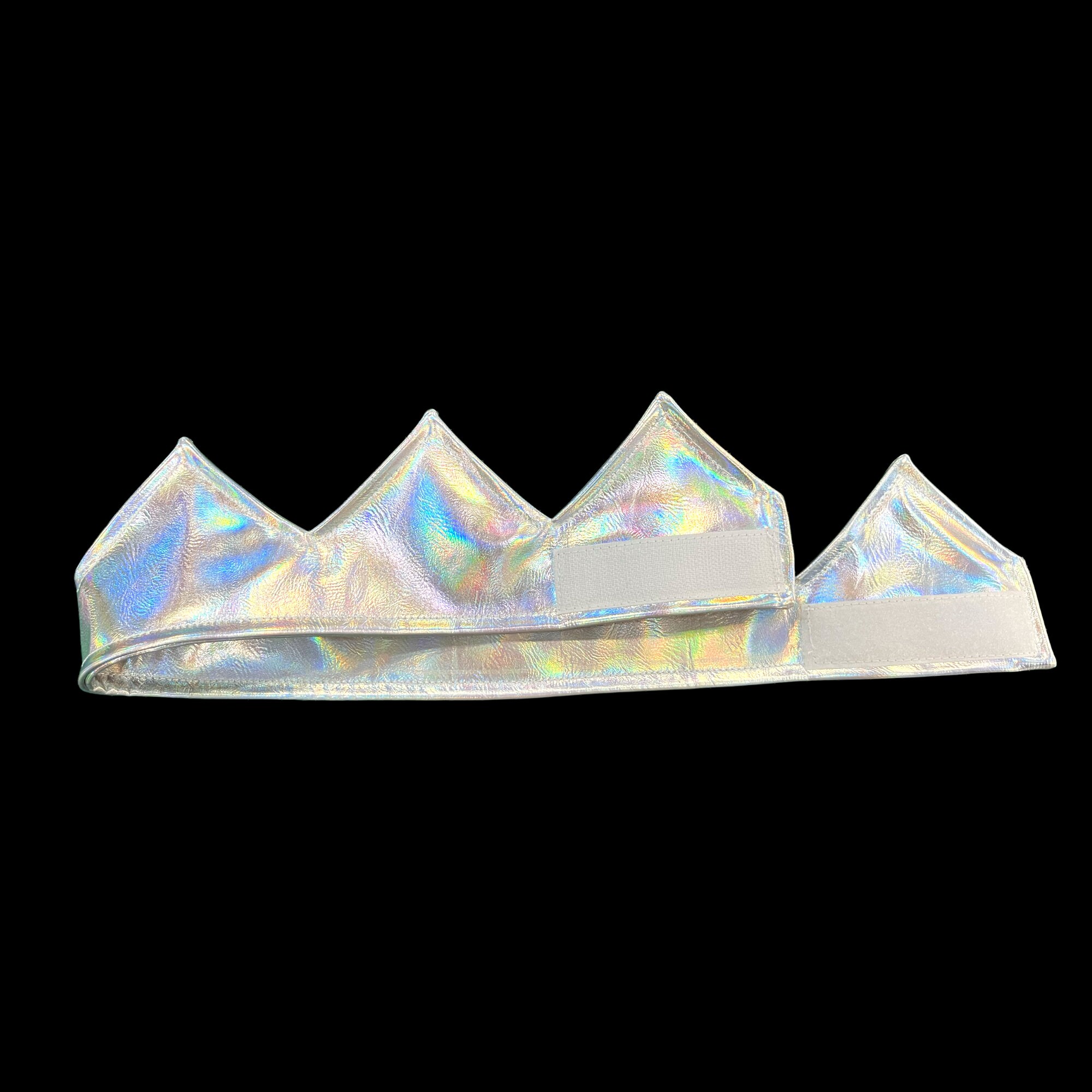 Holographic Adjustable Crown Iridescent Faux Leather Festival Wear ...