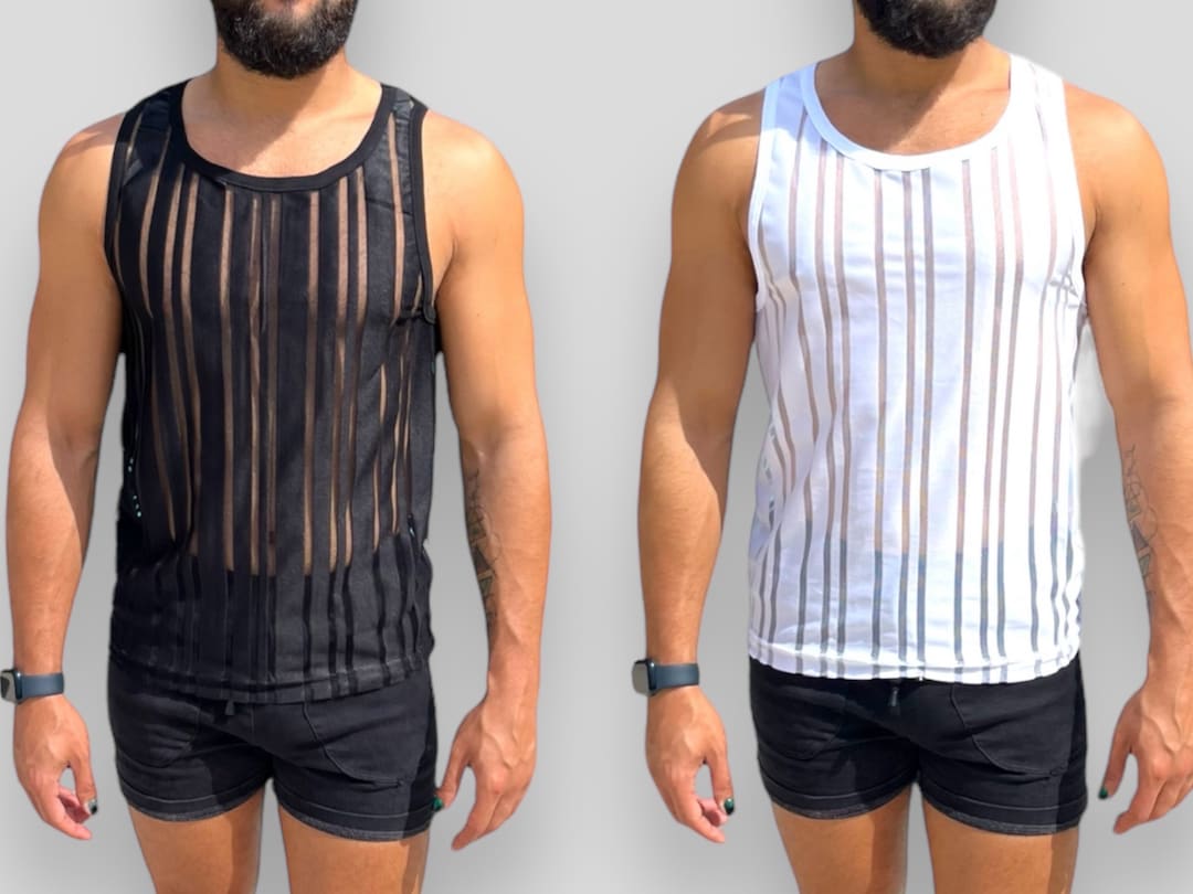 Mens Sheer Stretch Stripe Tank - Etsy