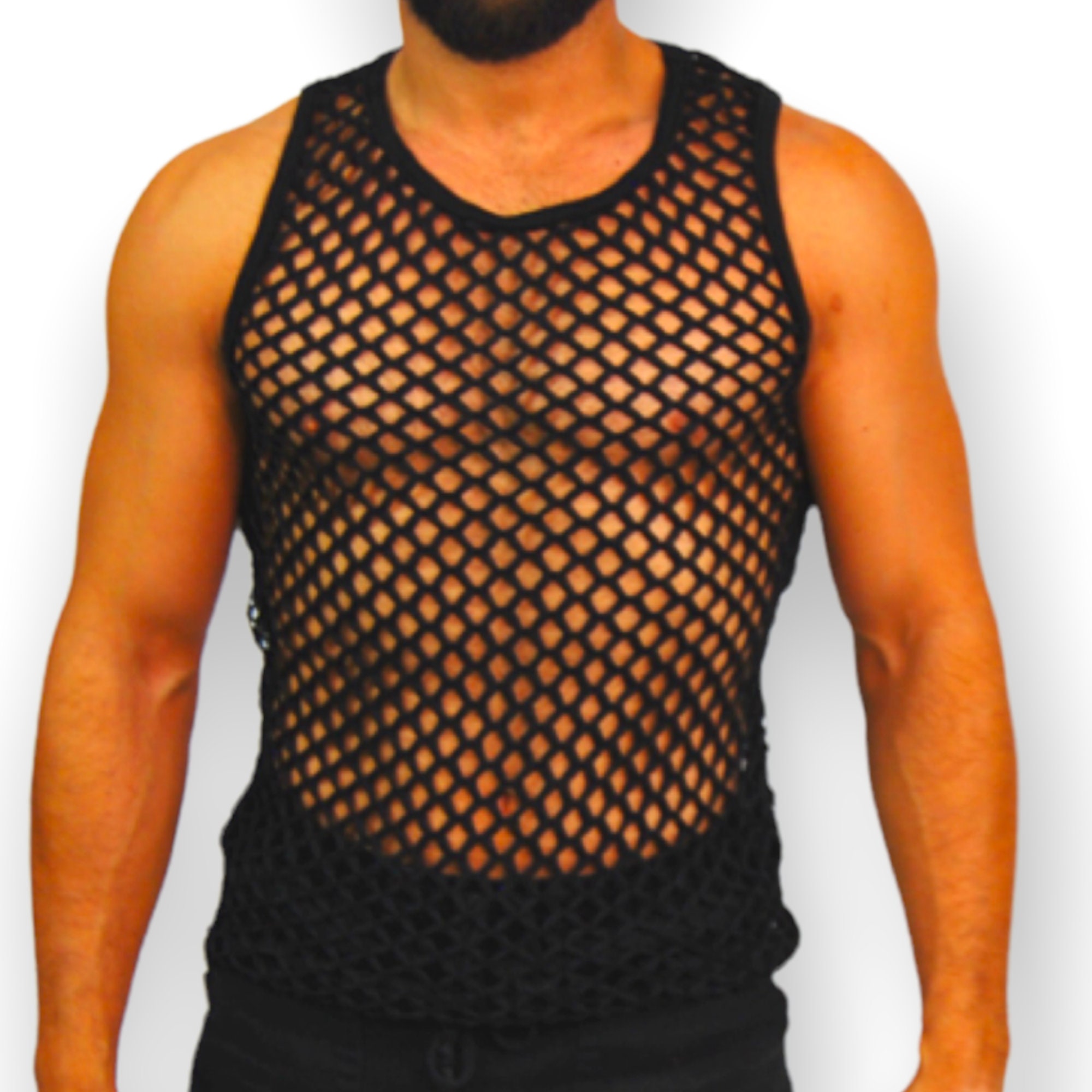 Mens Fishnet Racer Back Tank Festival Wear Festival Clothing - Etsy