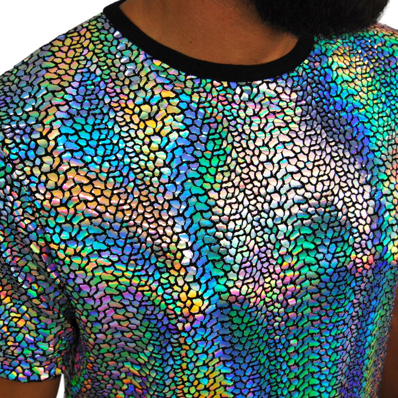 Iridescent Holographic Mens Tee Festival Wear Rave Wear Rave - Etsy
