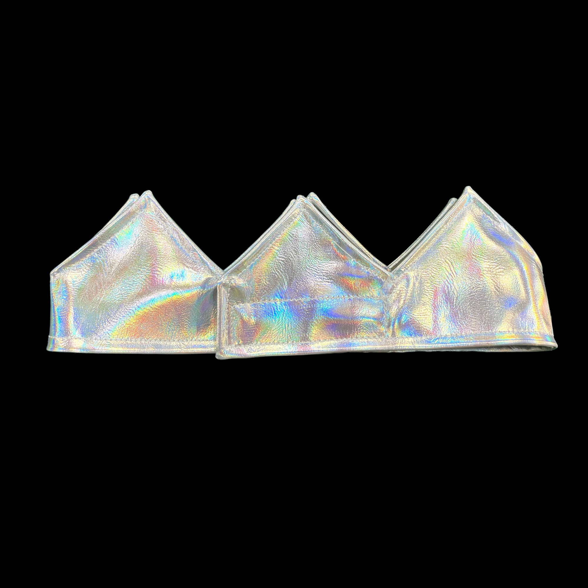 Holographic Adjustable Crown Iridescent Faux Leather Festival Wear ...