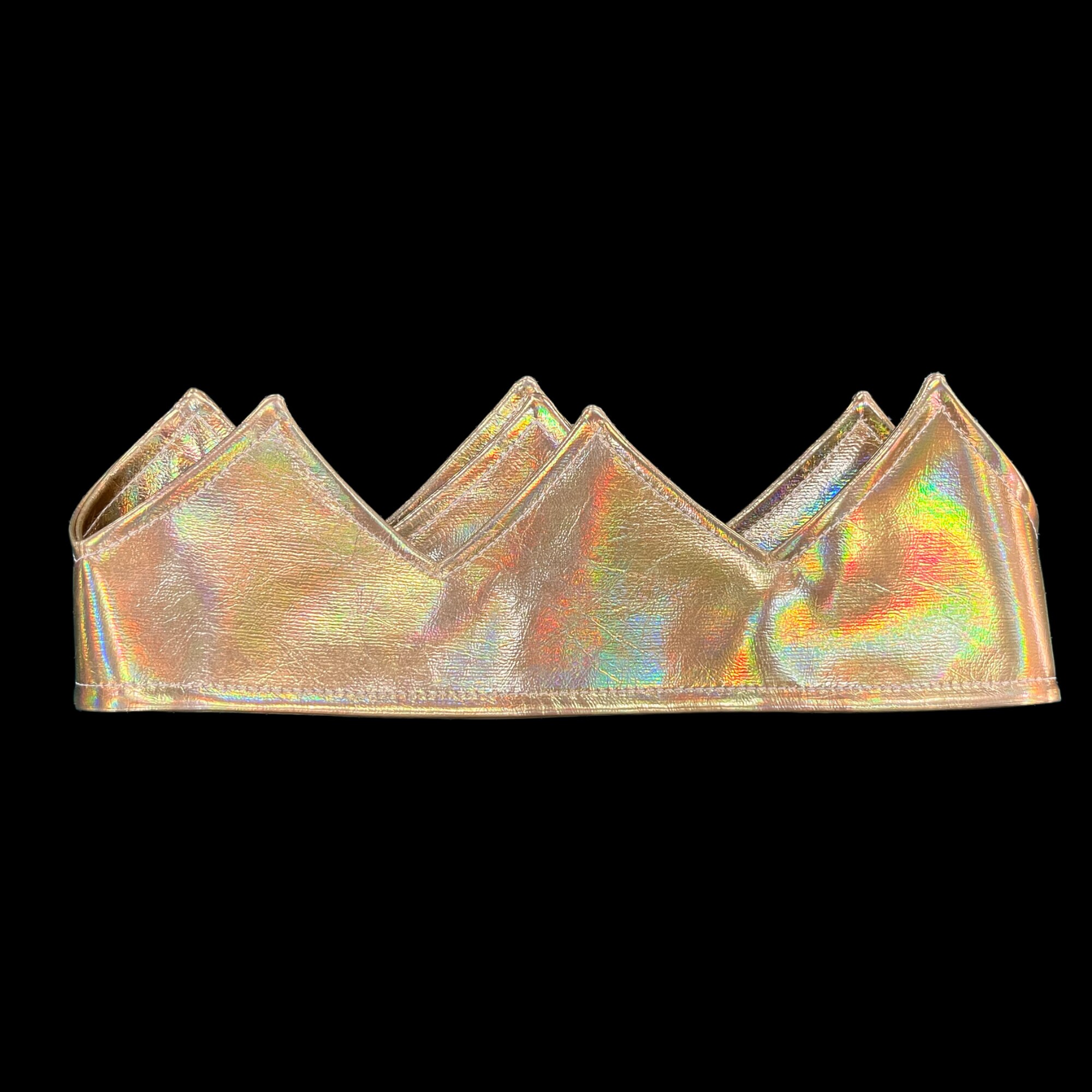 Holographic Adjustable Crown Iridescent Faux Leather Festival Wear ...
