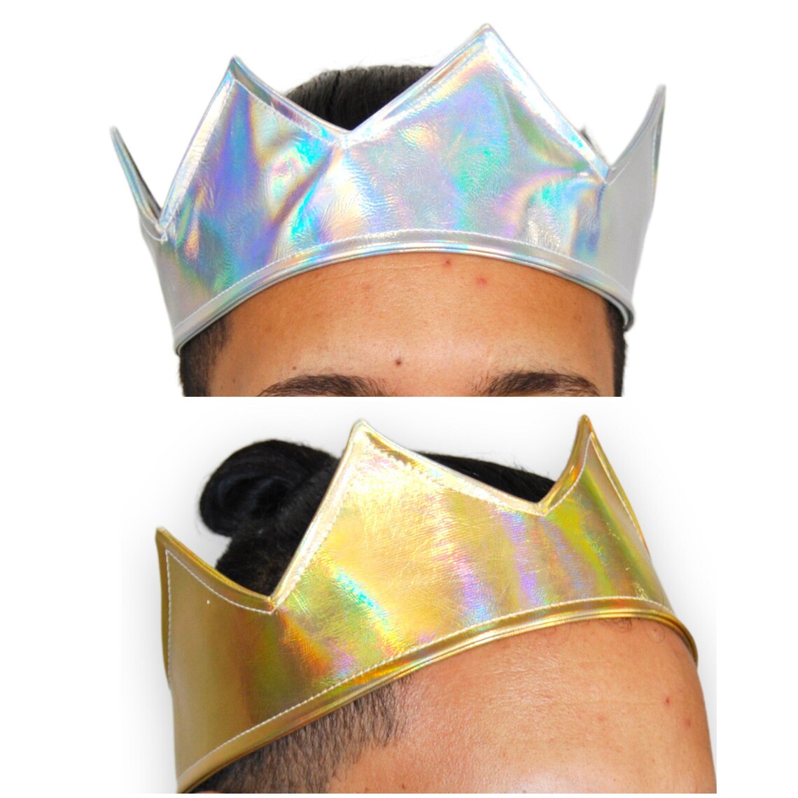 Holographic Adjustable Crown Iridescent Faux Leather Festival - Etsy