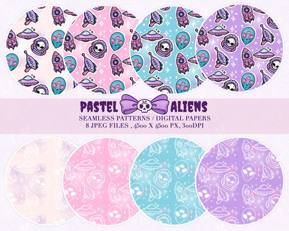Pastel Aliens / Space Digital Paper / Seamless Pattern Pastel - Etsy