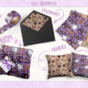 Digital Paper / Seamless Pattern, Pastel Goth Halloween Elements ...