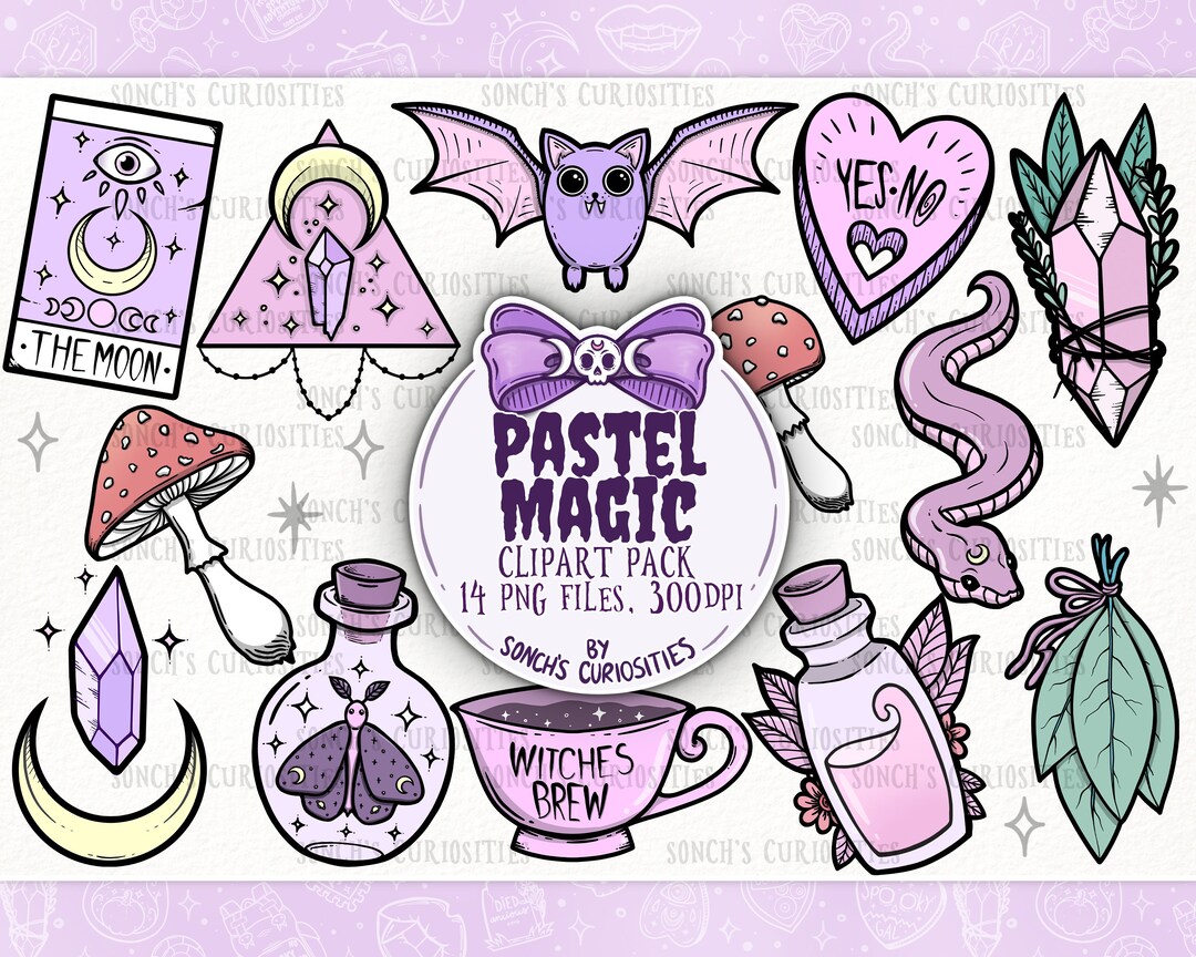 Pastel Magic Clipart Set , Printable Digital Download, PNG for Digital ...