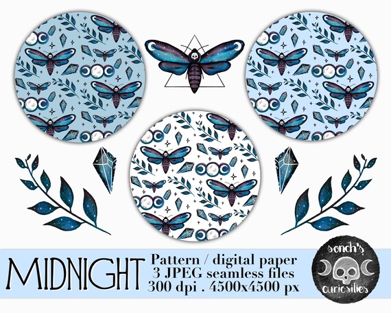 Digital Paper / Seamless Pattern With Midnight Celestial - Etsy UK