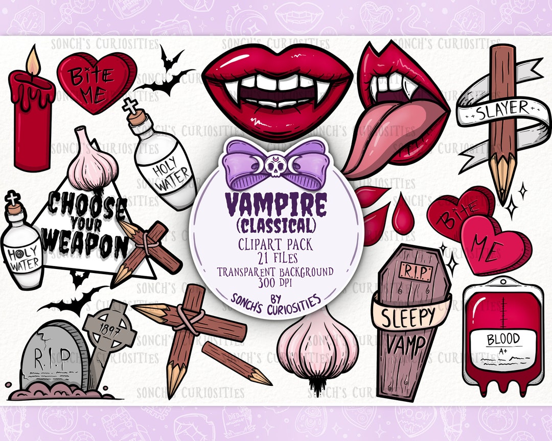 Classic Vampire Clipart Set , Printable Digital Download, PNG for ...