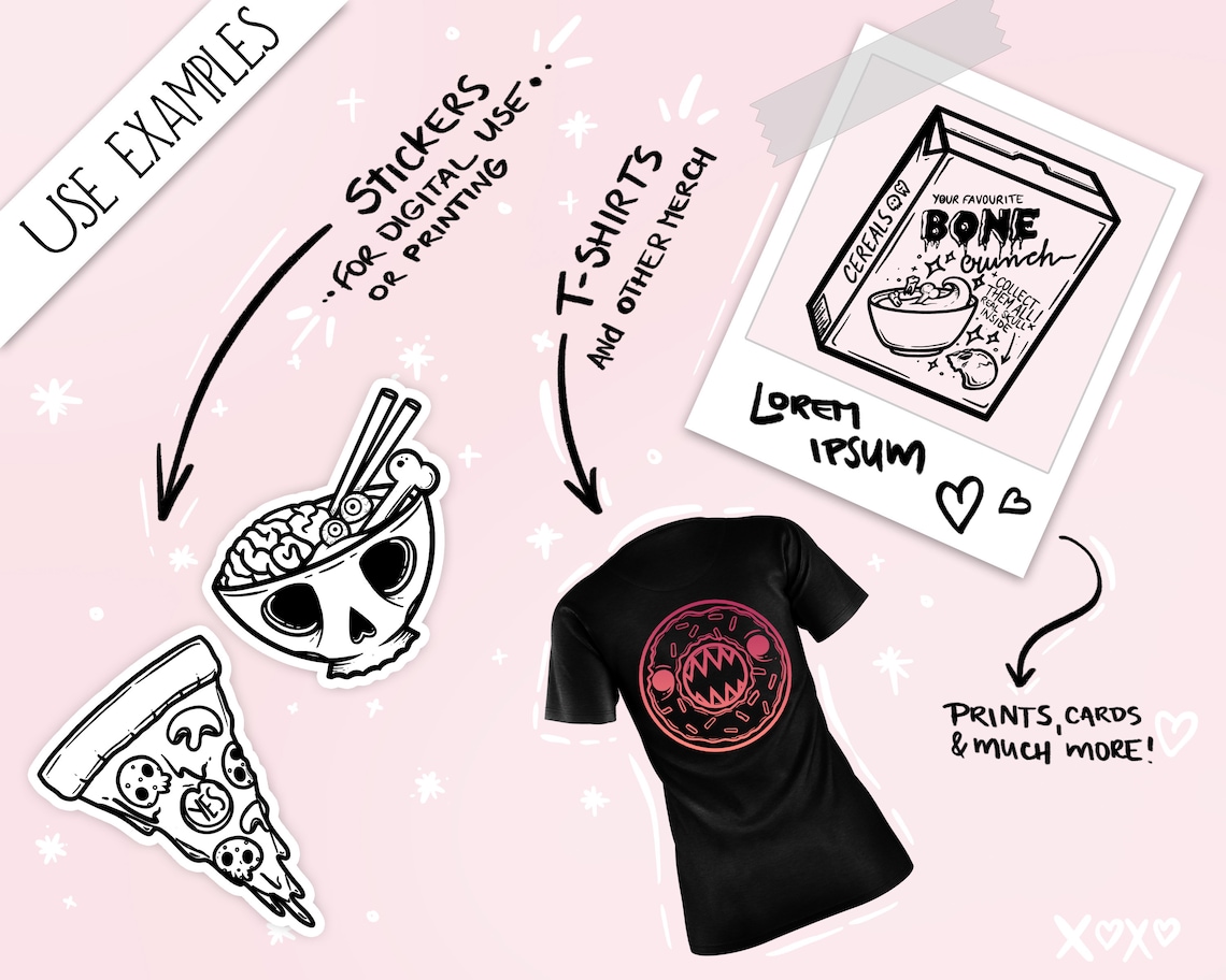 Spooky food lineart / clipart / horror / gothic elements 14 | Etsy