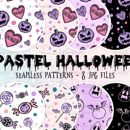 Pastel Goth Kawaii Bats Halloween Seamless Patterns JPG - Etsy