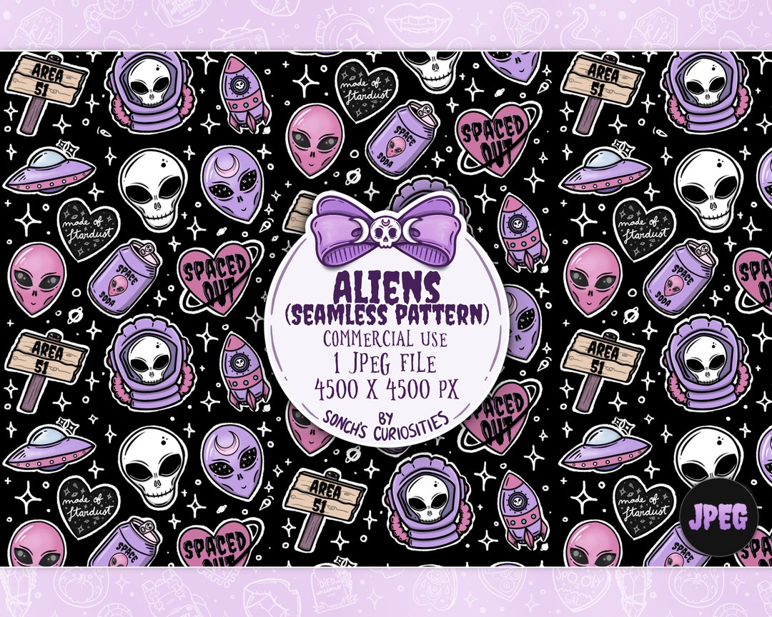 Pastel Aliens / Space Digital Paper / Seamless Pattern, Pastel Goth ...