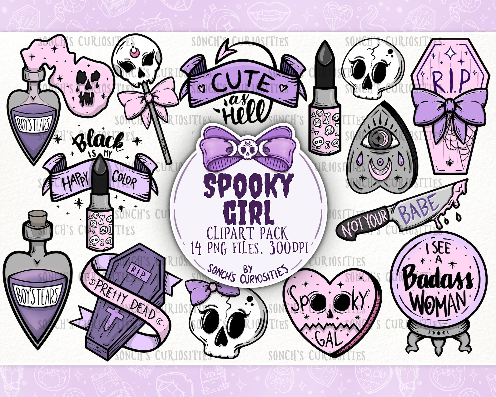 Spooky Girl Clipart Set , Printable Digital Download, PNG for Digital ...