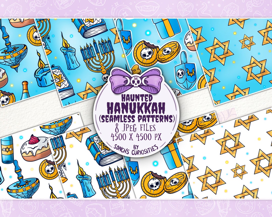 Haunted Hanukkah Digital Paper / Seamless Pattern, Spooky Jewish ...