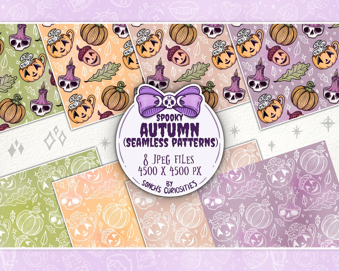 Spooky Autumn 2 - Magical Digital Paper / Seamless Pattern, Pastel Goth ...