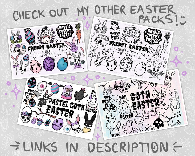 Spooky Pastel Goth Easter Clipart Set Printable Digital | Etsy