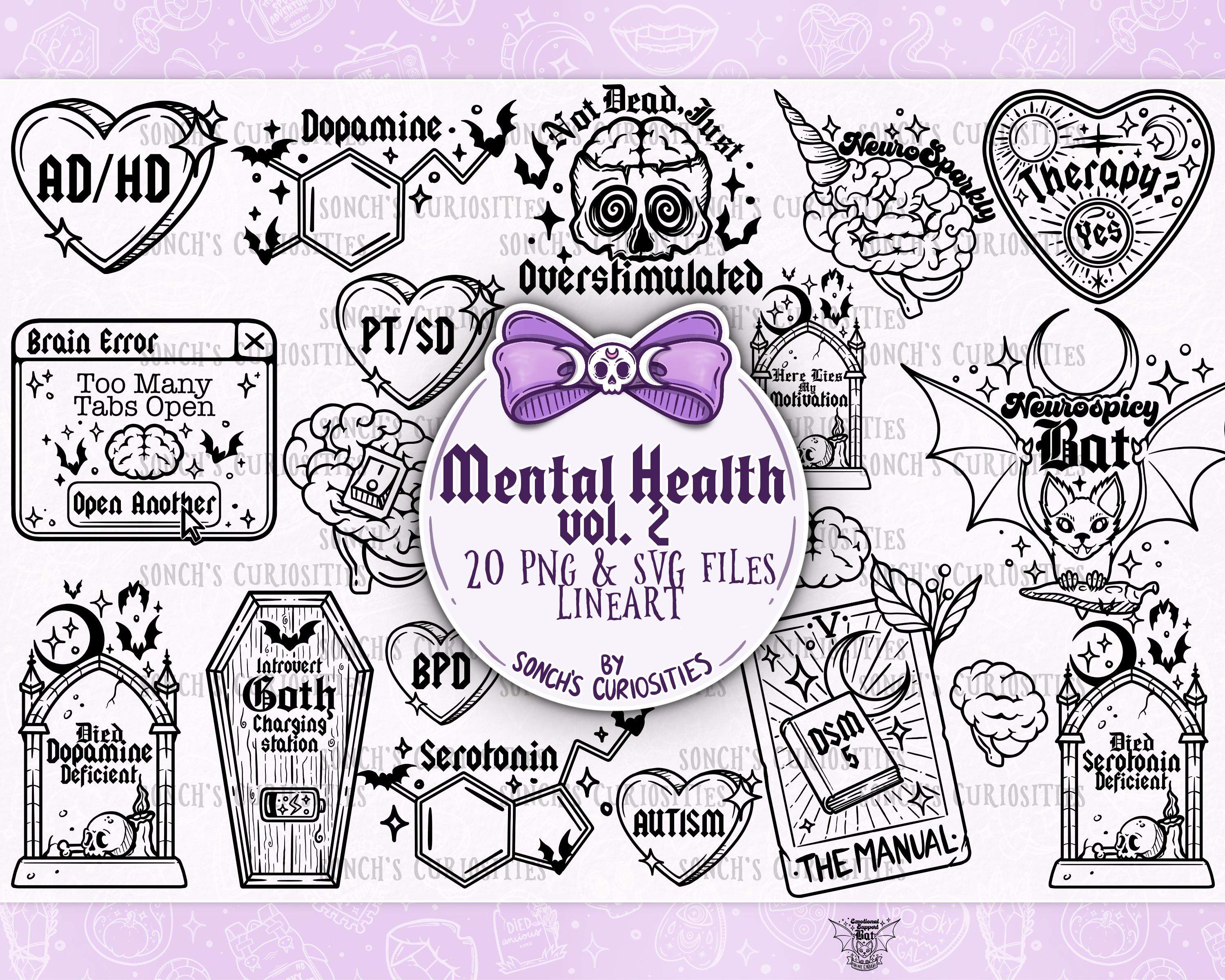 Mental Health - Neurospicy Goth Lineart , Printable Digital Download ...