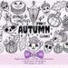 Spooky Autumn Lineart Clipart, Hand Drawn Pumpkin / Horror / Ghost ...
