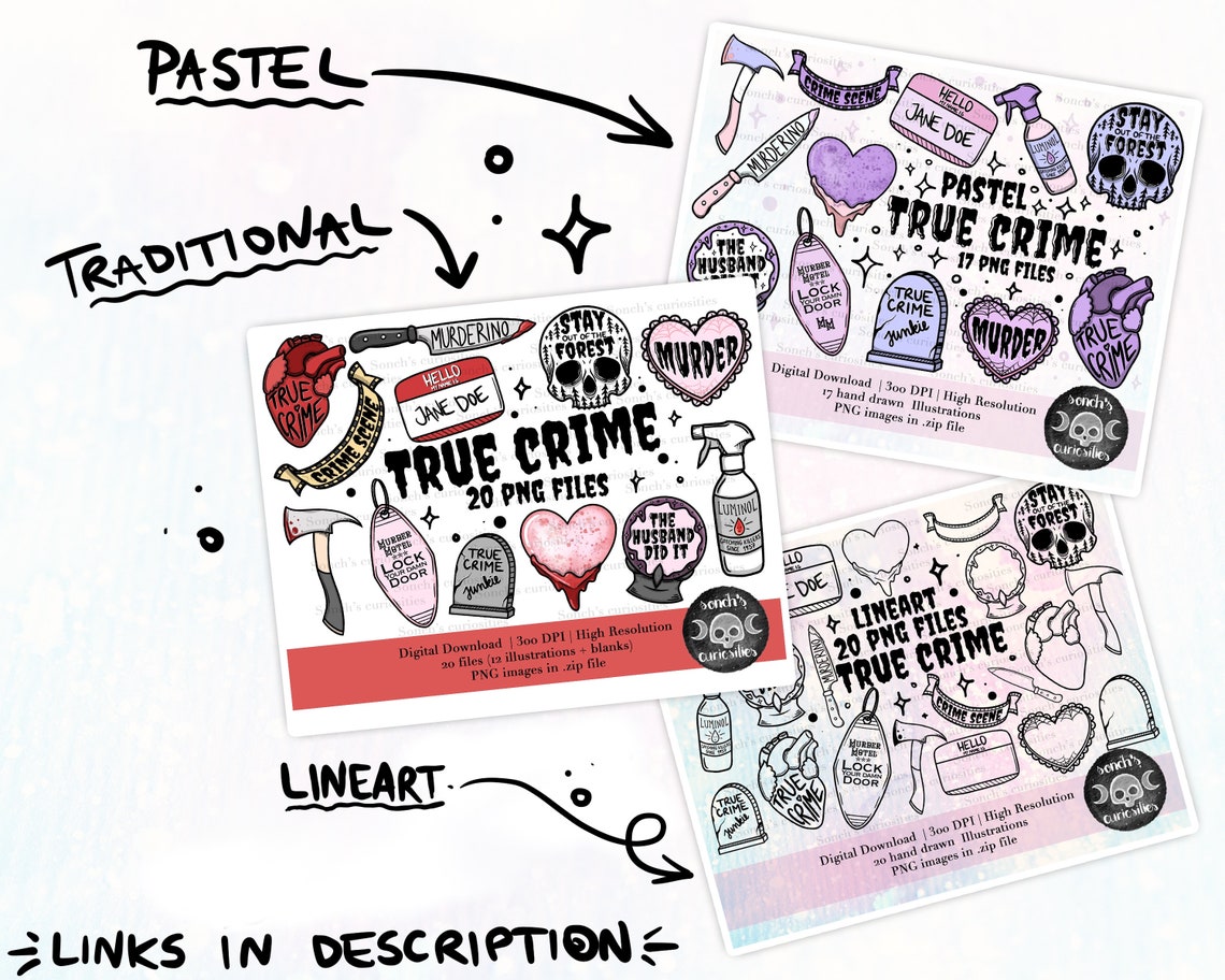 TRUE CRIME Clipart Set Printable Digital Download PNG - Etsy