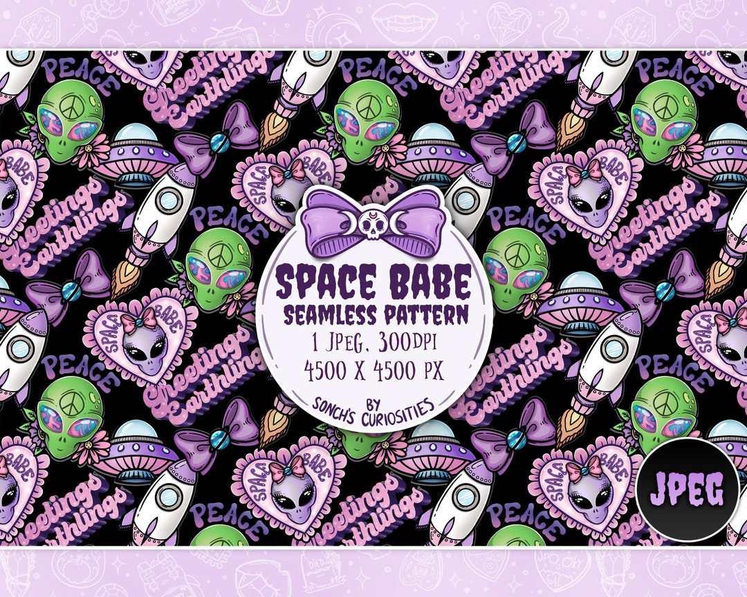Pastel Aliens / Space Digital Paper / Seamless Pattern, Pastel Goth ...