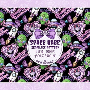 Pastel Aliens / Space Digital Paper / Seamless Pattern, Pastel Goth ...