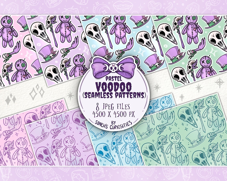 Pastel Voodoo - Spooky Digital Paper / Seamless Pattern, Pastel Goth ...