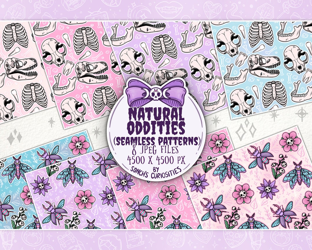 Natural Oddities / Curiosities - Pastel Goth Digital Paper / Seamless ...