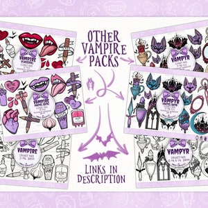 Vampyr - Pastel Goth Vampire Clipart Set , Printable Digital Download ...