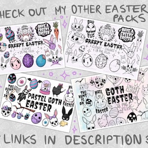 Spooky Goth Easter LINEART Clipart Set , Printable Digital Download ...
