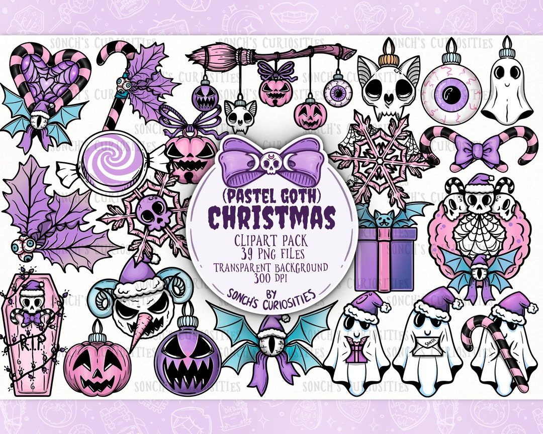 Christmas - Spooky and Festive Pastel Goth Celebration Clipart ...