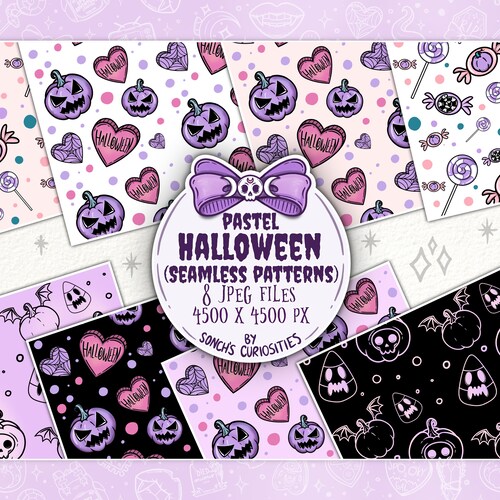 Pastel Goth Kawaii Bats Halloween Seamless Patterns JPG - Etsy