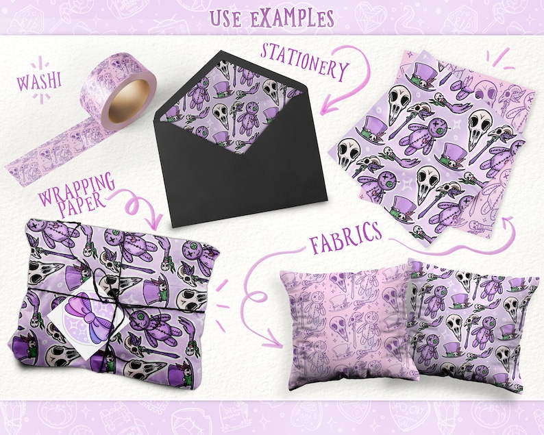 Pastel Voodoo - Spooky Digital Paper / Seamless Pattern, Pastel Goth ...