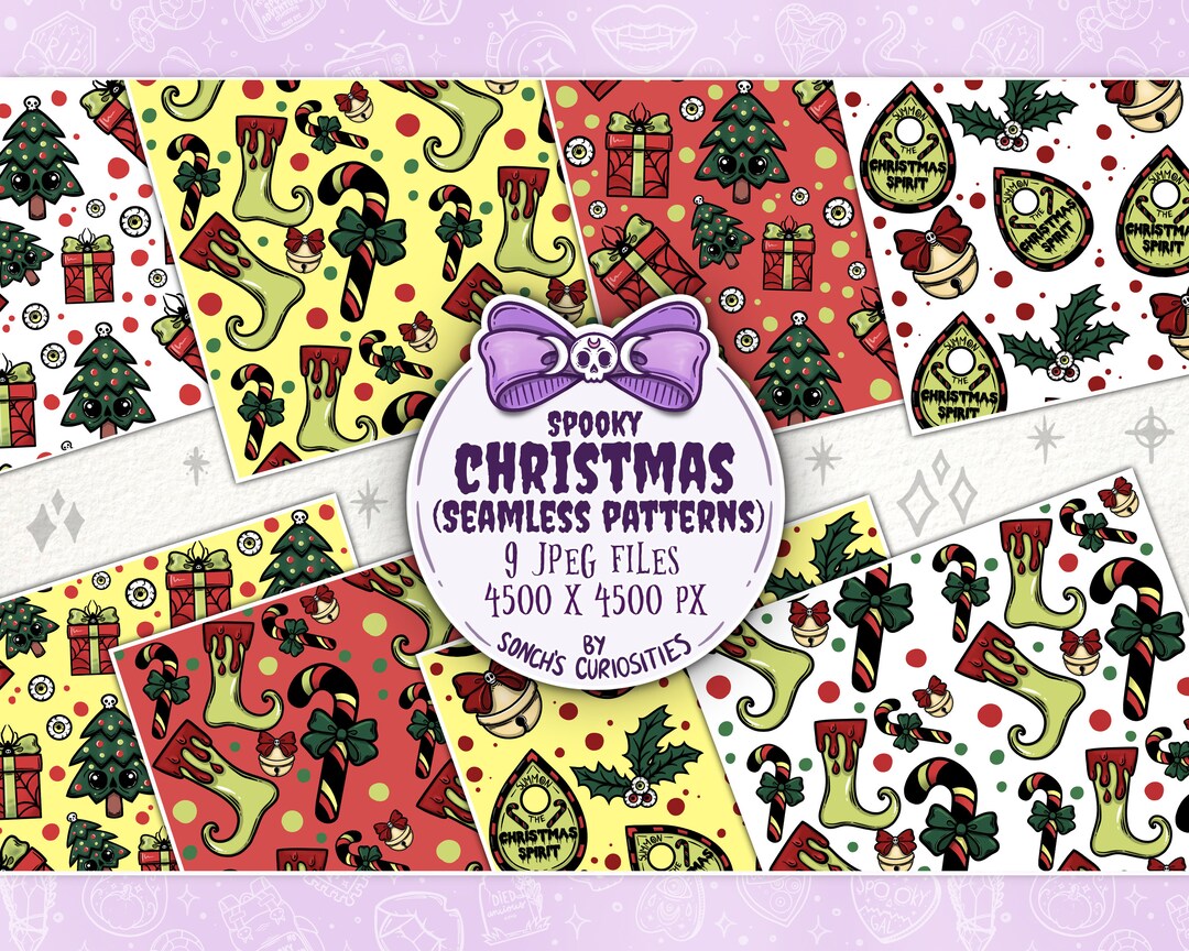 Goth Creepy Christmas Digital Paper / Seamless Pattern, Pastel Goth ...