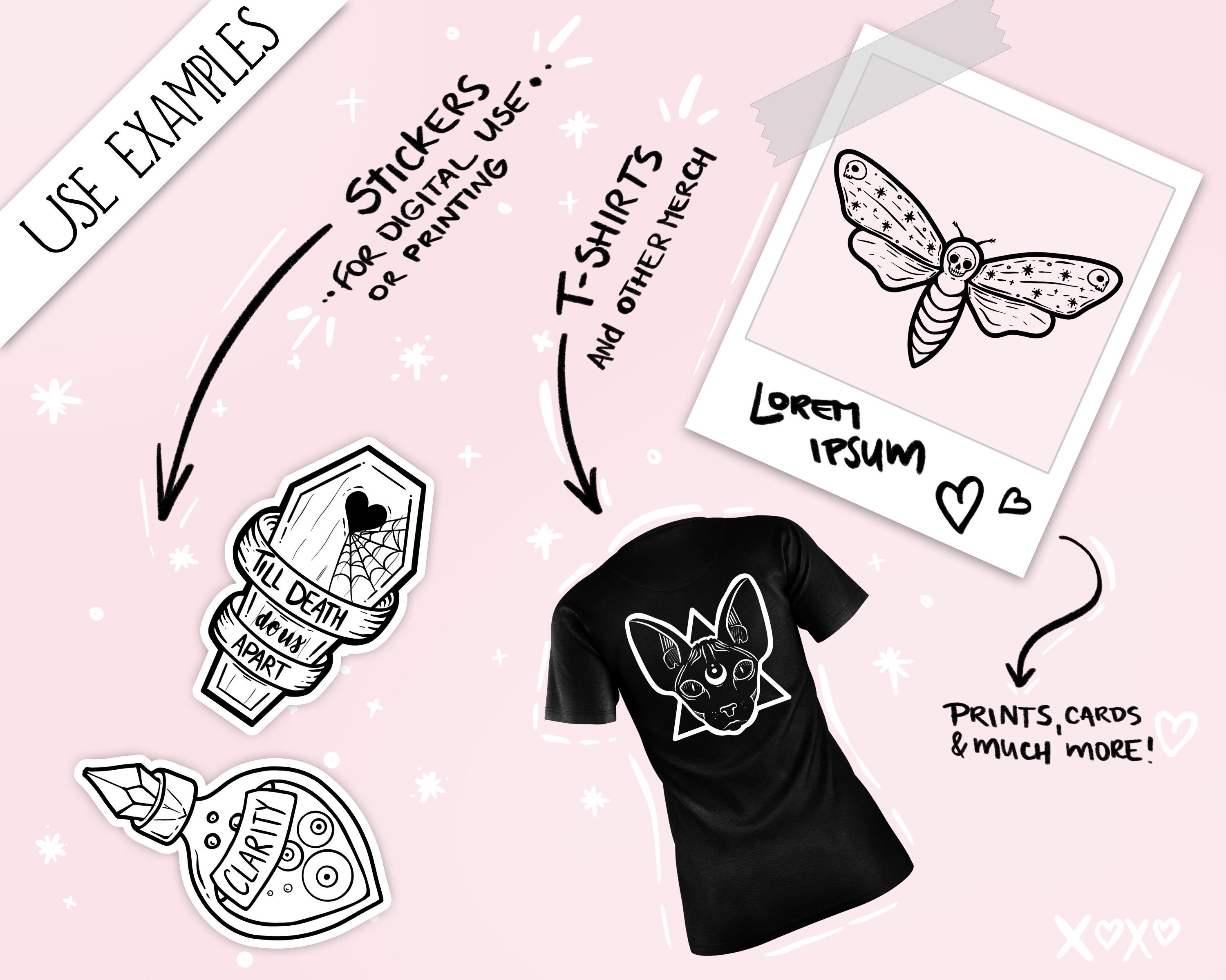 Cute Oddities Spooky Lineart Clipart Bundle Soft Goth Png - Etsy Canada