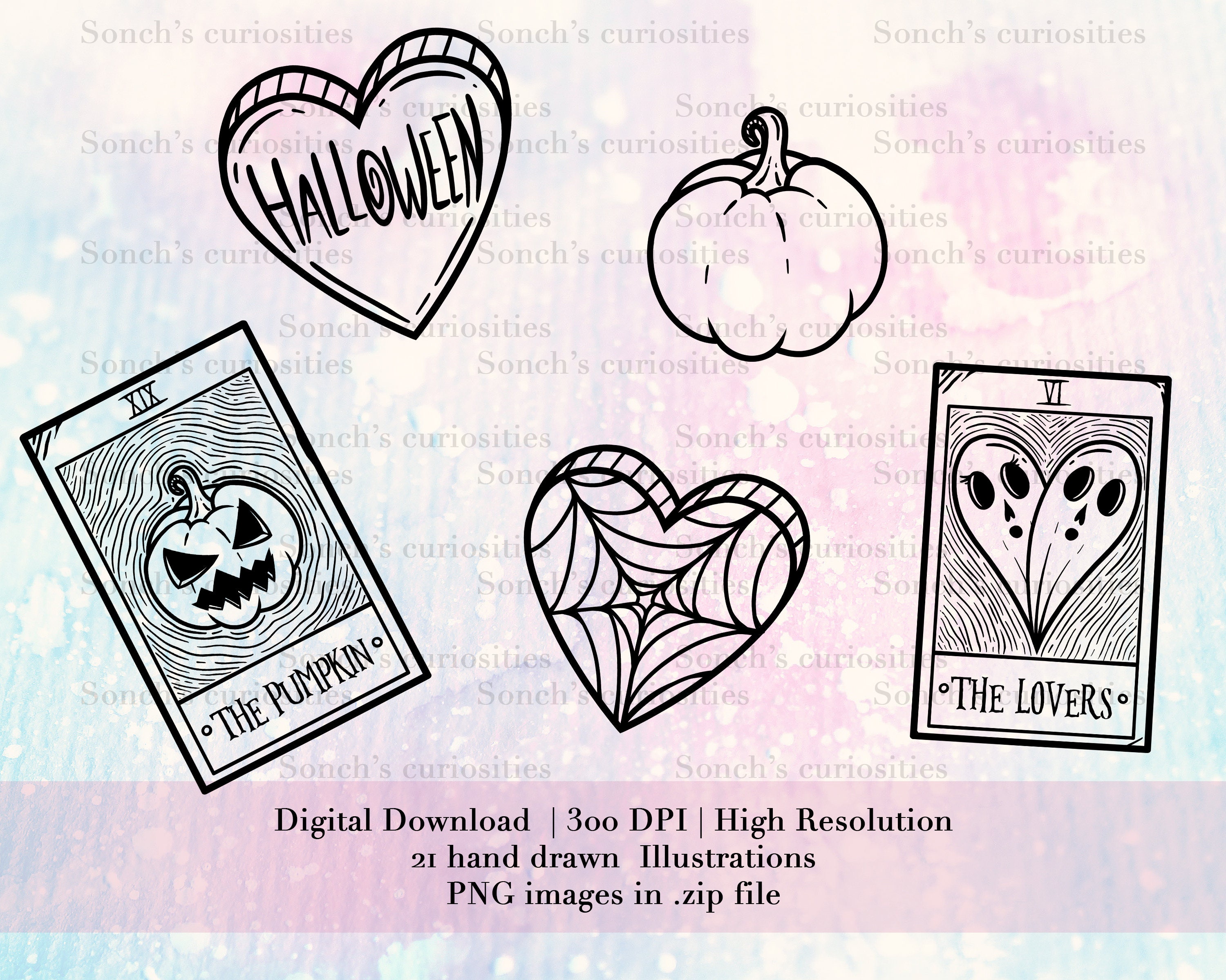 Halloween Lineart Clipart Hand Drawn Pumpkin / Horror / Ghost - Etsy Canada