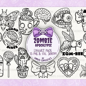 Zombie Apocalypse (vol2) Lineart Pack, Brains, Zombies & Horror ...