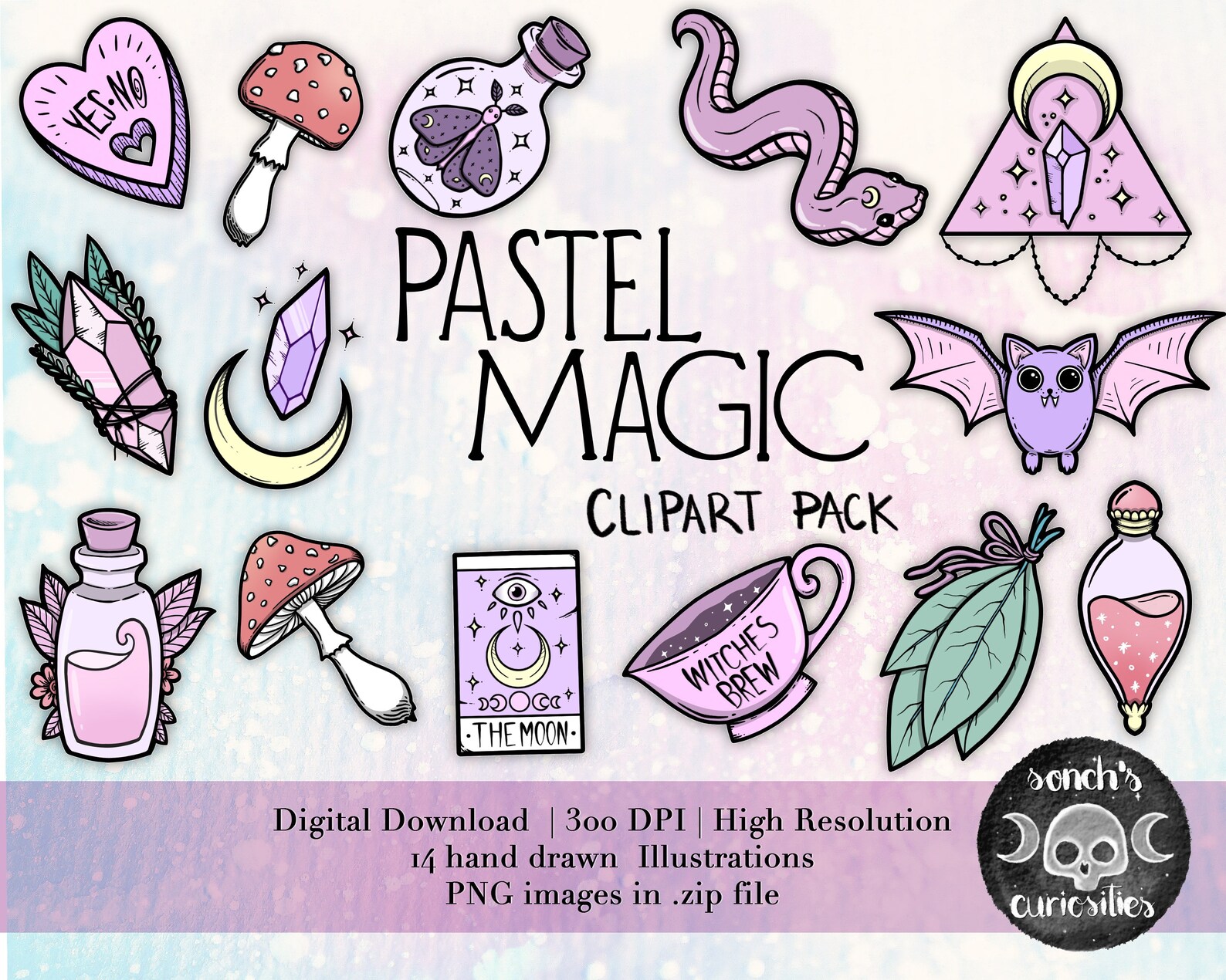 Pastel Magic Clipart Set Printable Digital Download PNG for | Etsy UK
