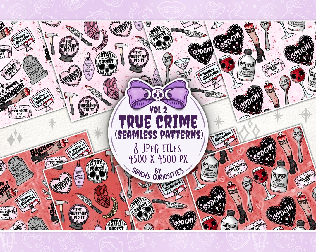 True Crime Vol.2 Digital Paper / Seamless Pattern, Goth Elements ...