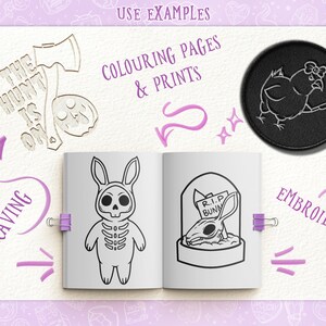 Spooky Goth Easter LINEART Clipart Set , Printable Digital Download ...