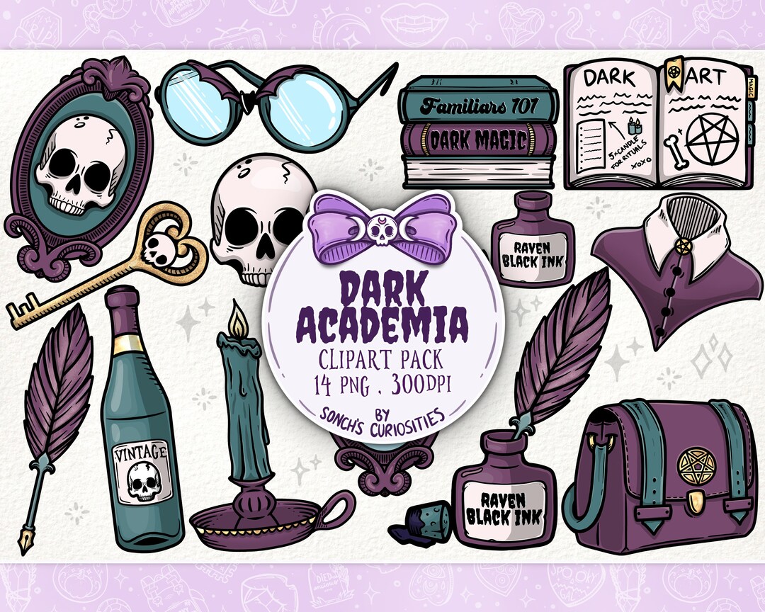 Dark Academia Clipart Set , Printable Digital Download, PNG for Digital ...