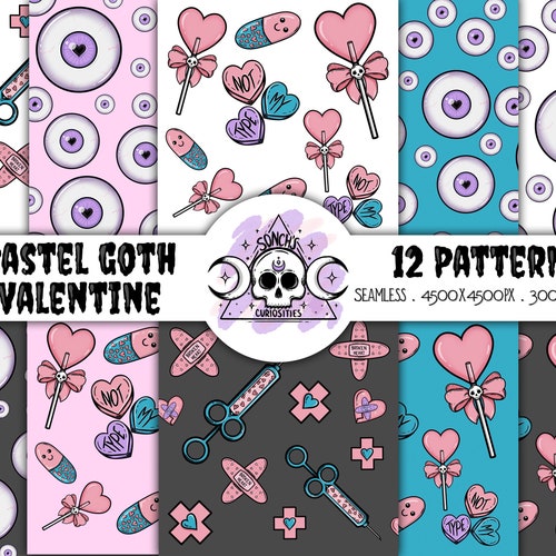 Pastel Goth Christmas Seamless Pattern Digital Paper With | Etsy