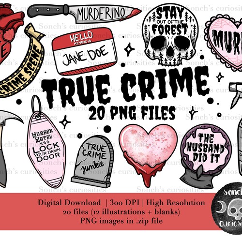 TRUE CRIME Clipart Set Printable Digital Download PNG - Etsy