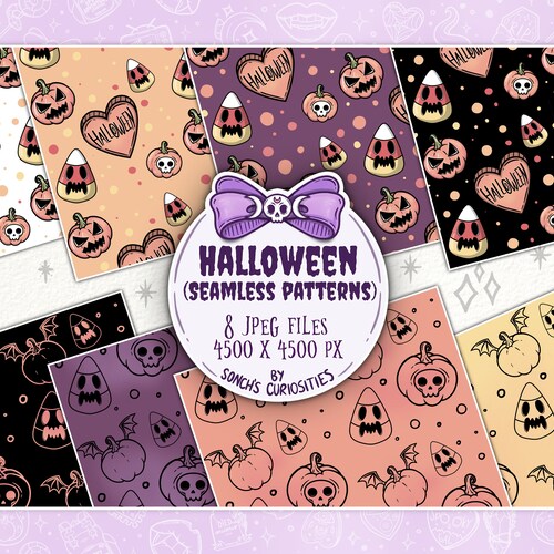 Pastel Goth Kawaii Bats Halloween Seamless Patterns JPG - Etsy