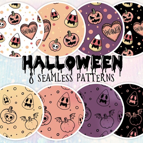 Pastel Goth Kawaii Bats Halloween Seamless Patterns JPG - Etsy