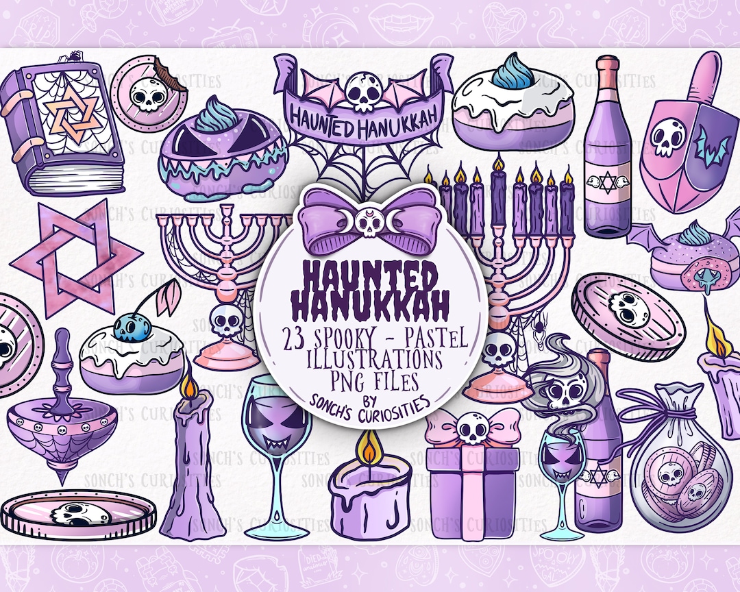 Haunted Hanukkah - Pastel Goth Inspired -spooky Jewish Holiday Clipart ...