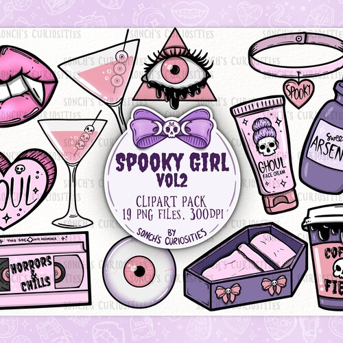 Spooky Girl Clipart Set Printable Digital Download PNG for - Etsy