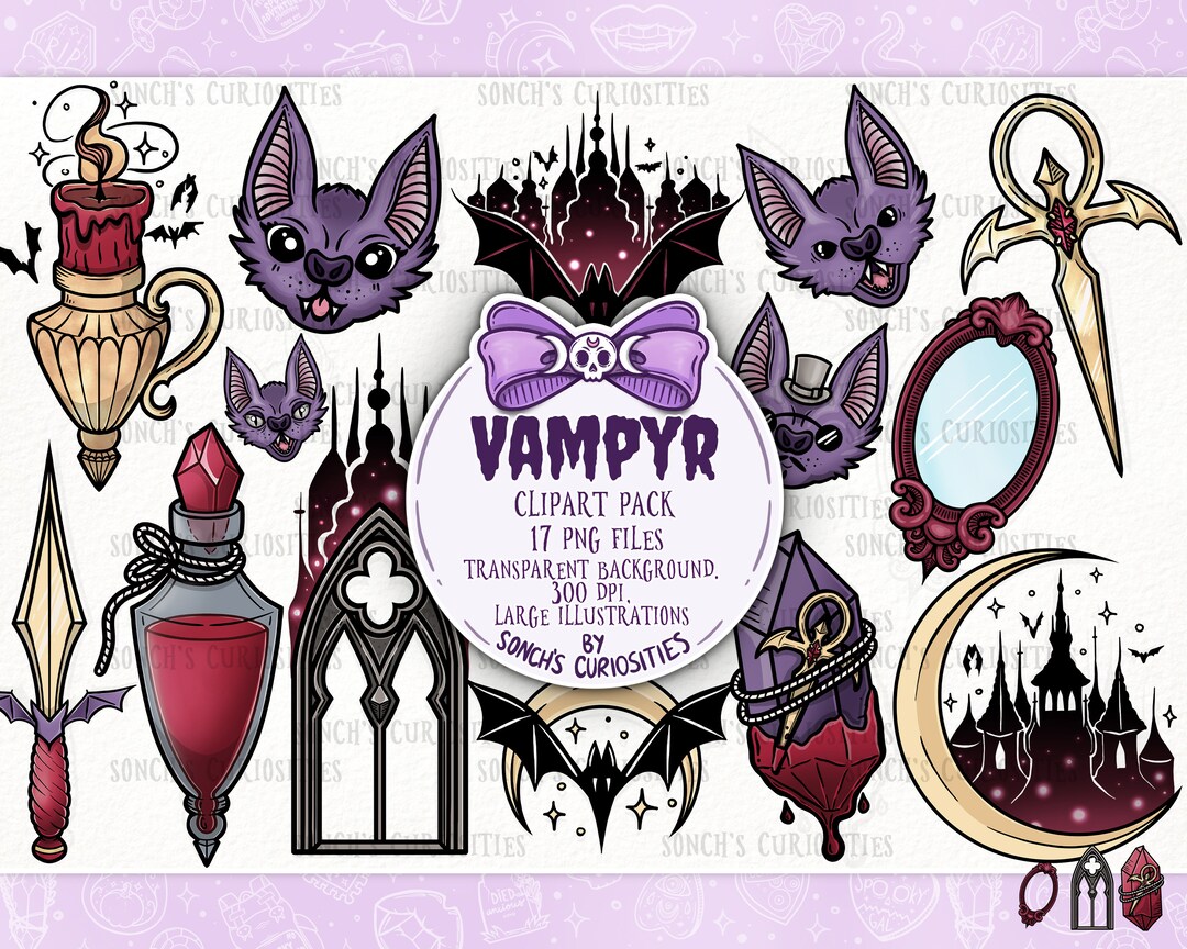 Vampyr - Classical Vampire Clipart Set , Printable Digital Download ...