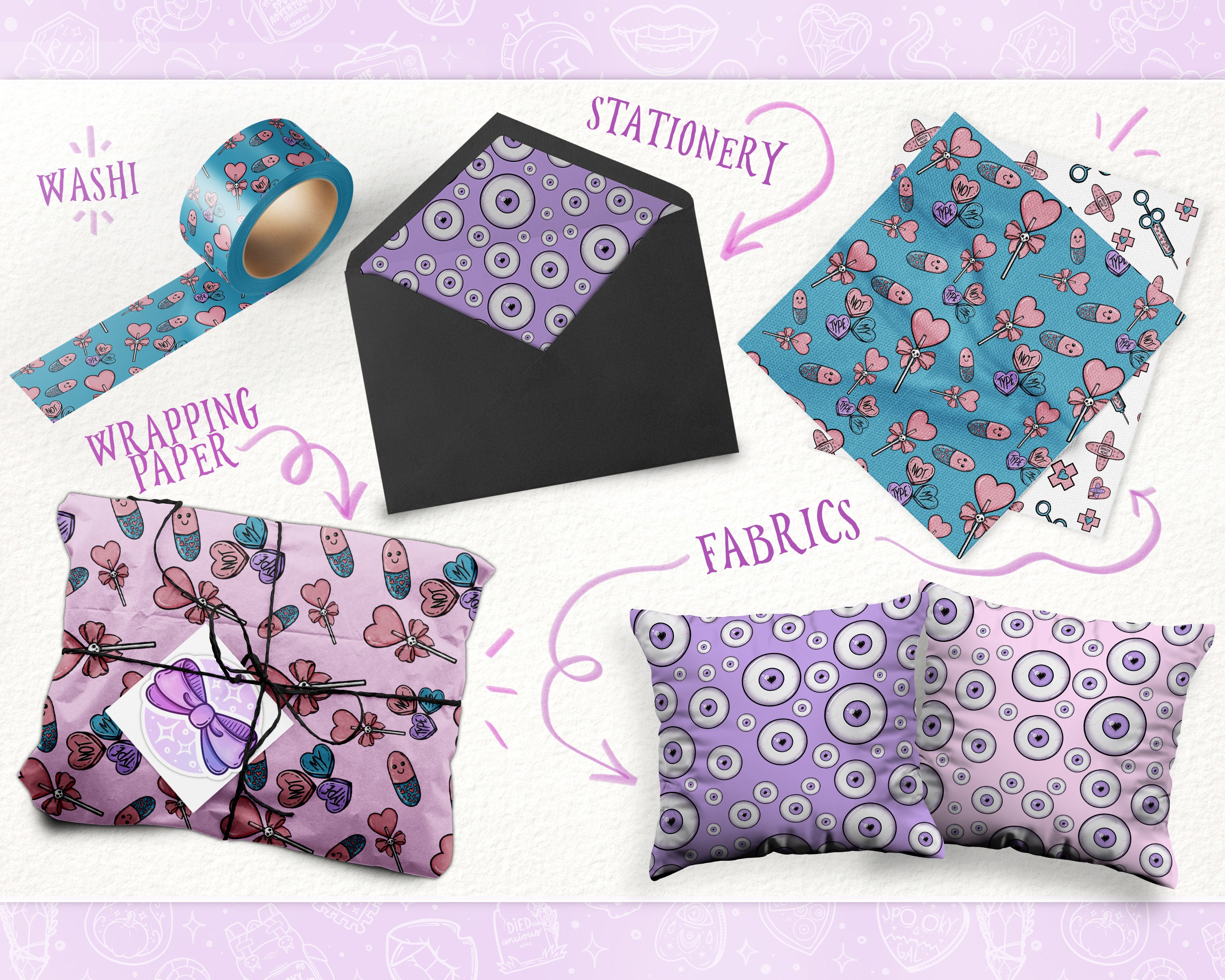 Digital Paper / Seamless Pattern Pastel Goth Valentine - Etsy UK