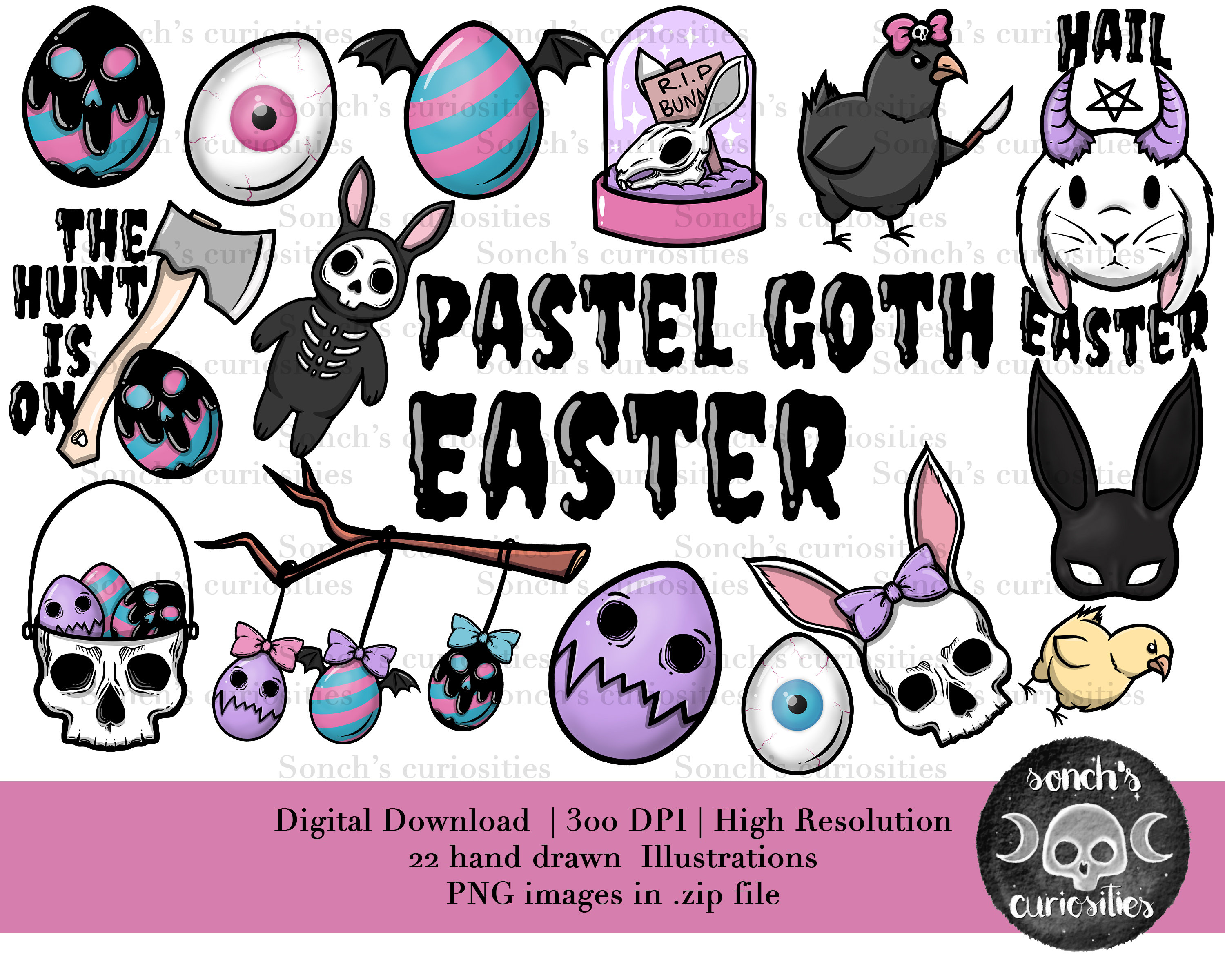 Spooky Pastel Goth Easter Clipart Set, PNG (digital Download) - Etsy
